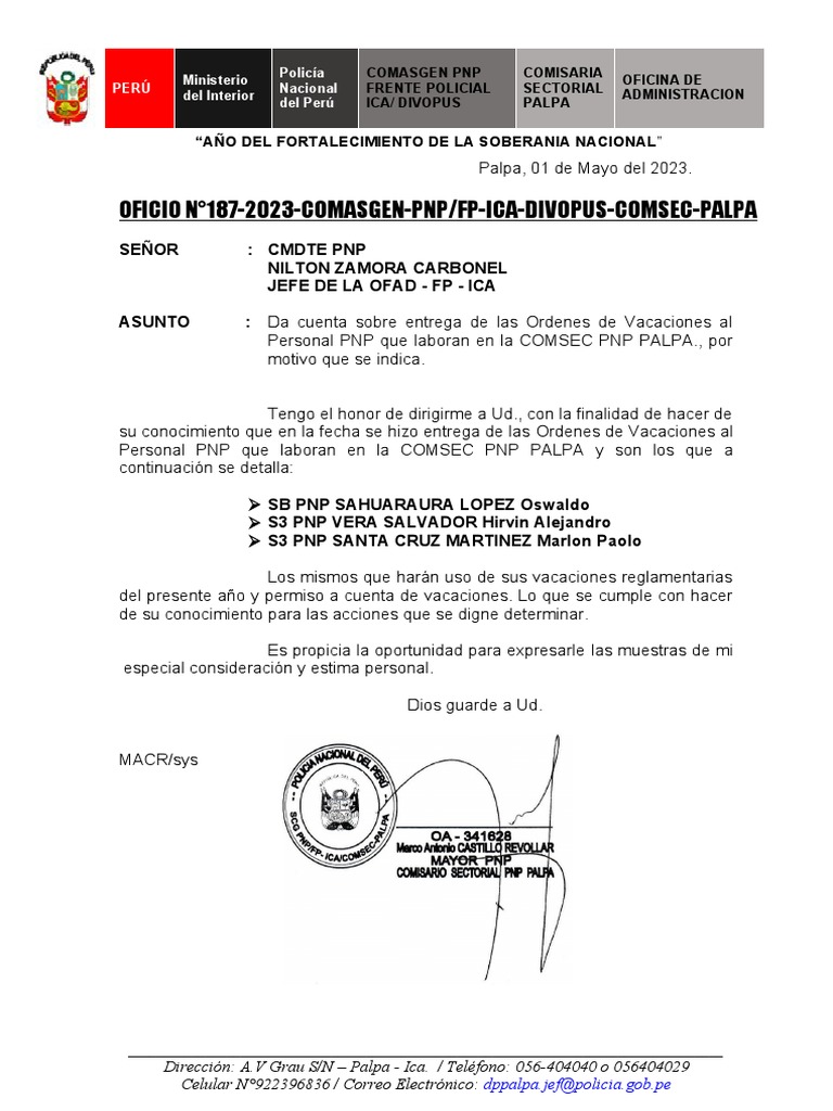 Oficio Entrega de Papeletas | PDF