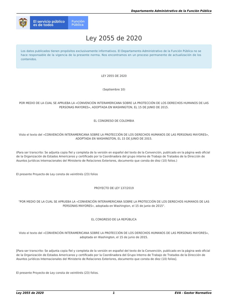 Ley 2055 de 2020 | PDF