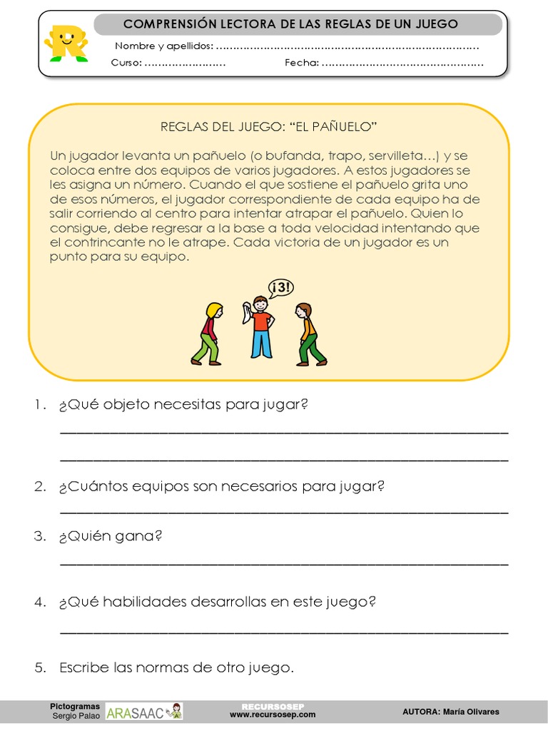 comprension-lectora-reglas-de-un-juego | PDF