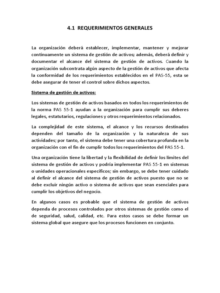 Resumen 4.1-3 PAS 55-1 | PDF | Planificación estratégica | Business