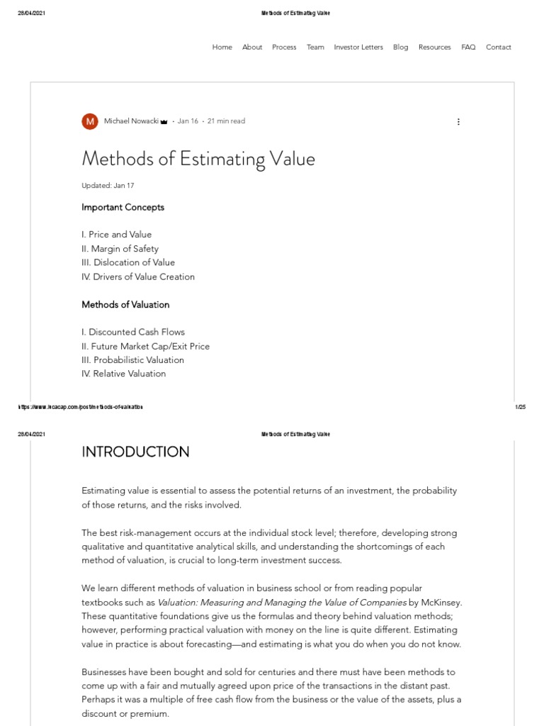 Methods of Estimating Value - LucaCAP PDF | PDF
