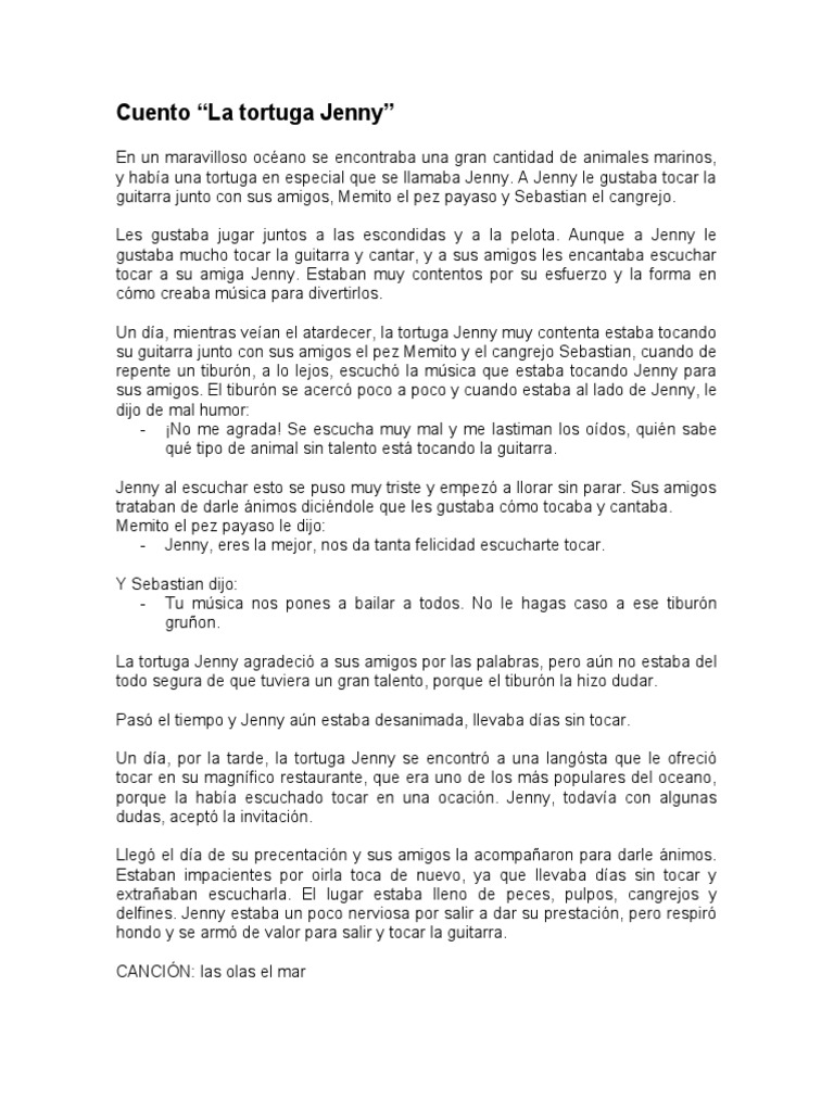 Cuento La Tortuga Jenny Pdf