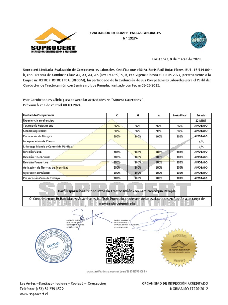 Boris Rojas Cond. Tract Semi Rampla - Incom | PDF