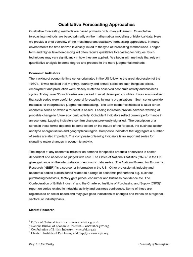 H. Qualitative Forecasting Methods | PDF