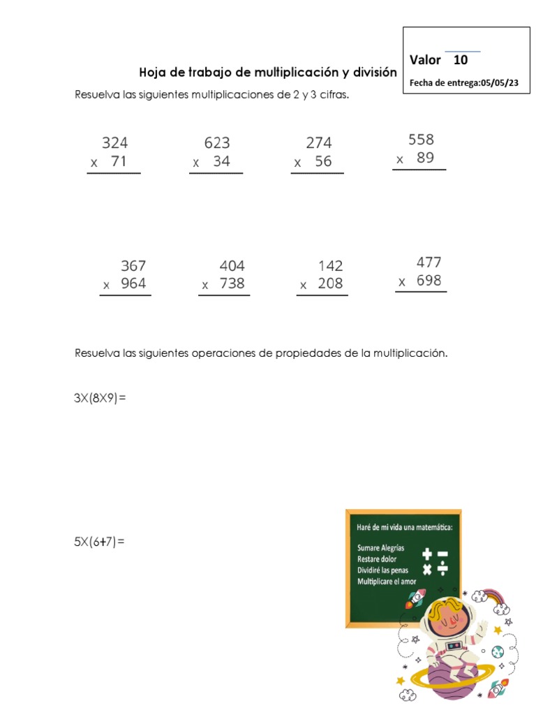 Hoja de Trabajo de Multiplicación y División PDF | PDF