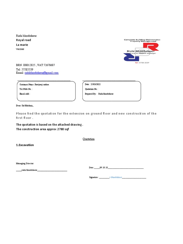 Quotation Official Cfao | PDF