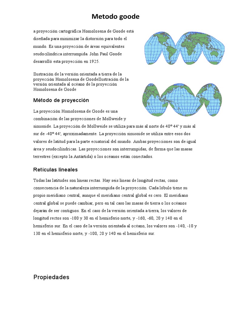 A Proyección Cartográfica Homolosena de Goode Está Diseñada para ...