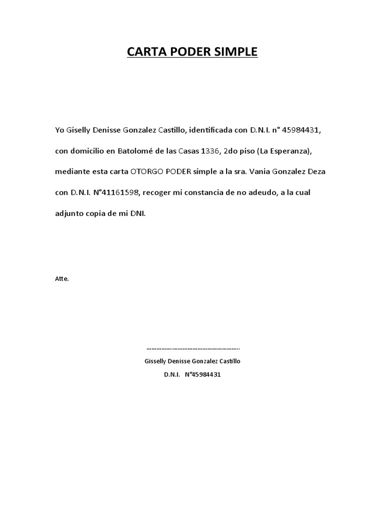 Carta Poder Simple | PDF