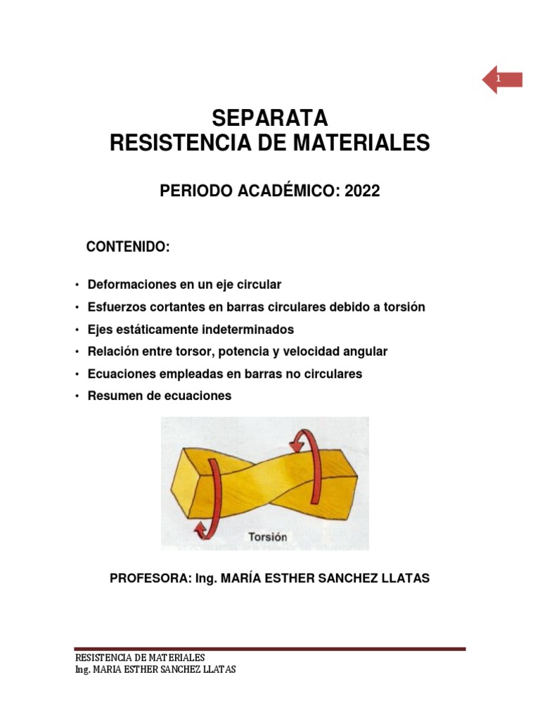 Separata 6 Torsión Teoría 2022 PDF | PDF