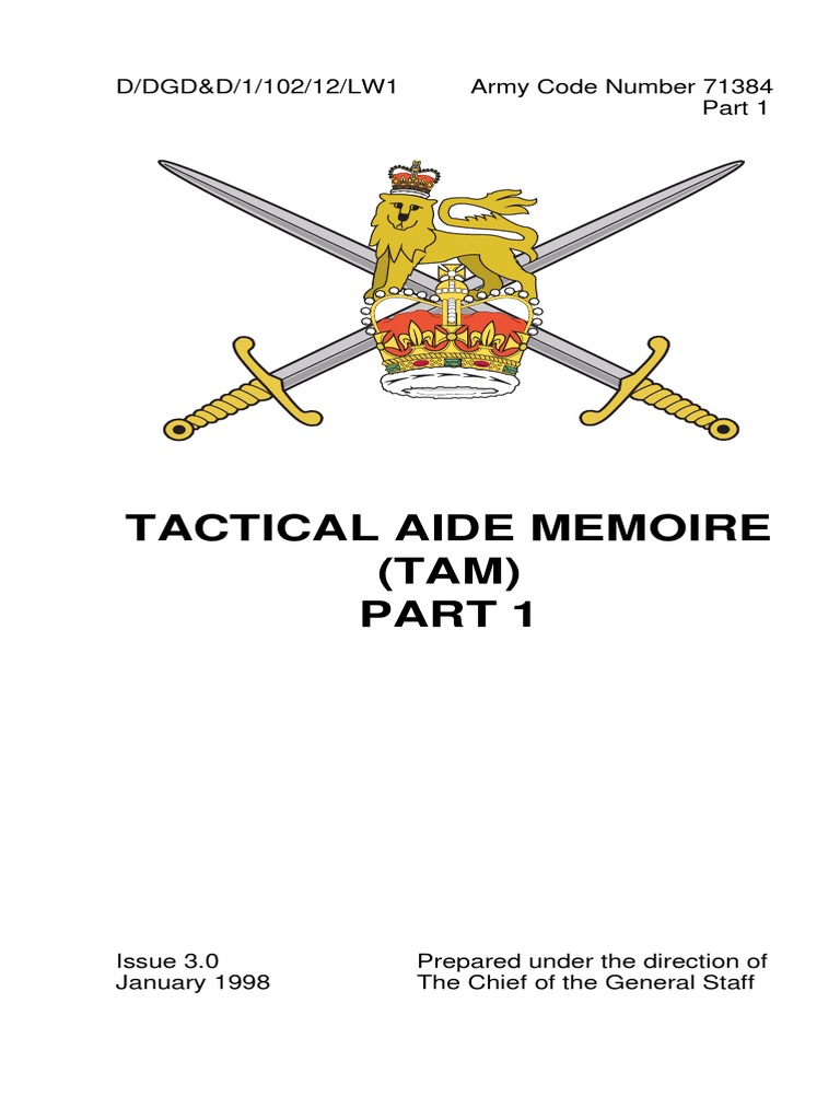 Tactical Aide Memoire (TAM) : D/DGD&D/1/102/12/LW1 Army Code Number ...