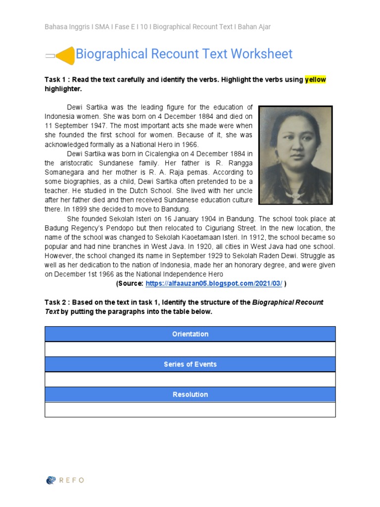 Copy of Worksheet 1 _ Biographical Recount Text | PDF