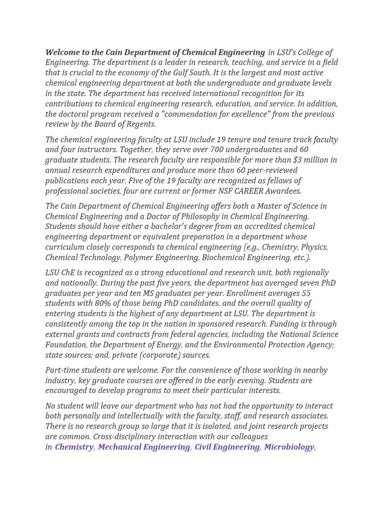 LSU ChemEng PDF Catalysis Postgraduate Education