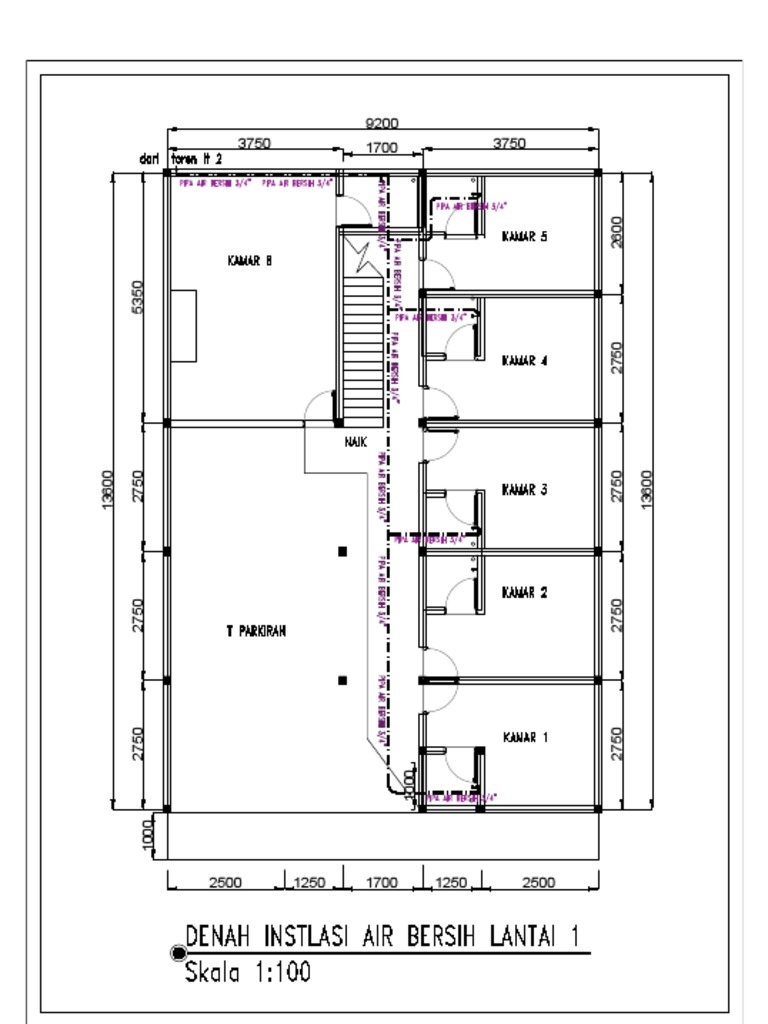 Denah Rencana Instalasi Air Bersih LT 1 PDF | PDF