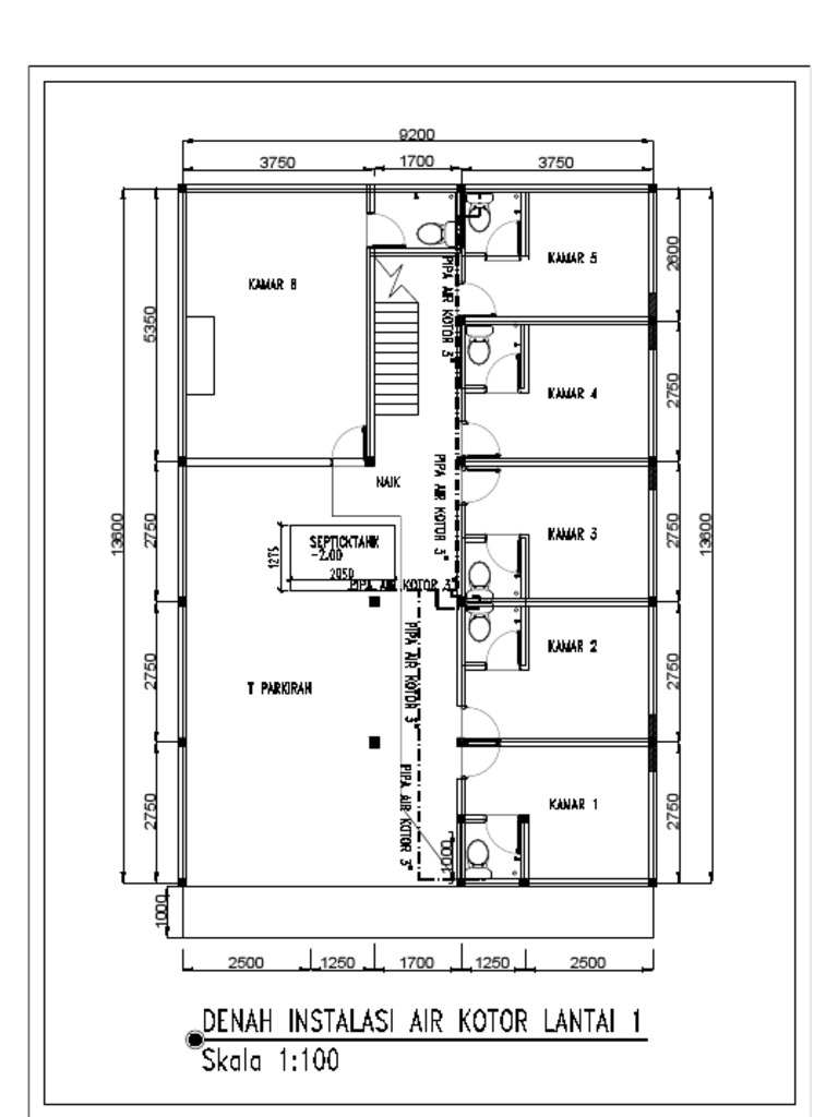 Denah Rencana Instalasi Air Kotor LT 1 PDF | PDF