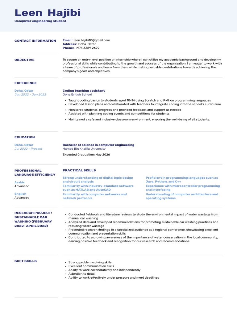 Computer Engineering Student Resume | PDF | Art