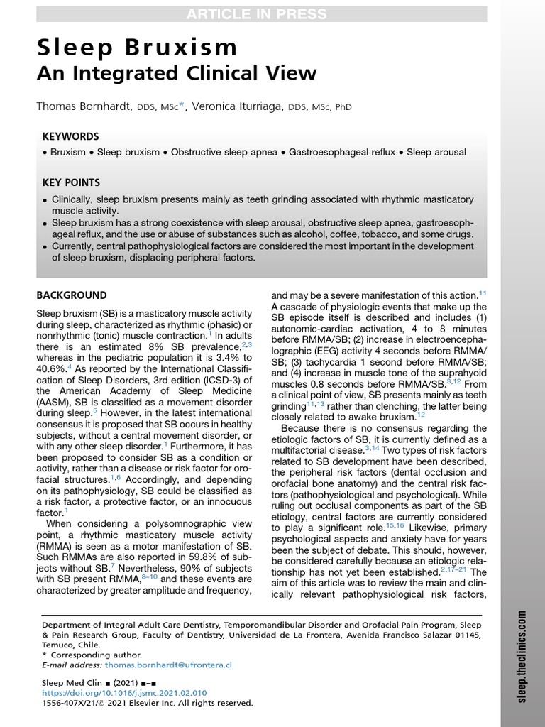 Bornhardt y Iturriaga - 2021 - Sleep Bruxism An Integrated Clinical ...