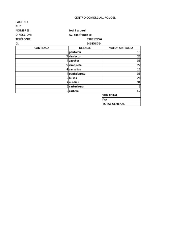 Trabajo Excel Joel | PDF