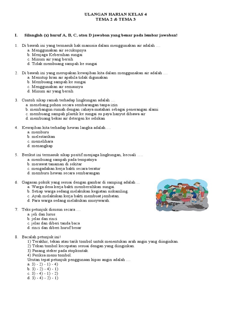 Soal Uh Kelas 4c Tema 2 Dan 3 Pdf