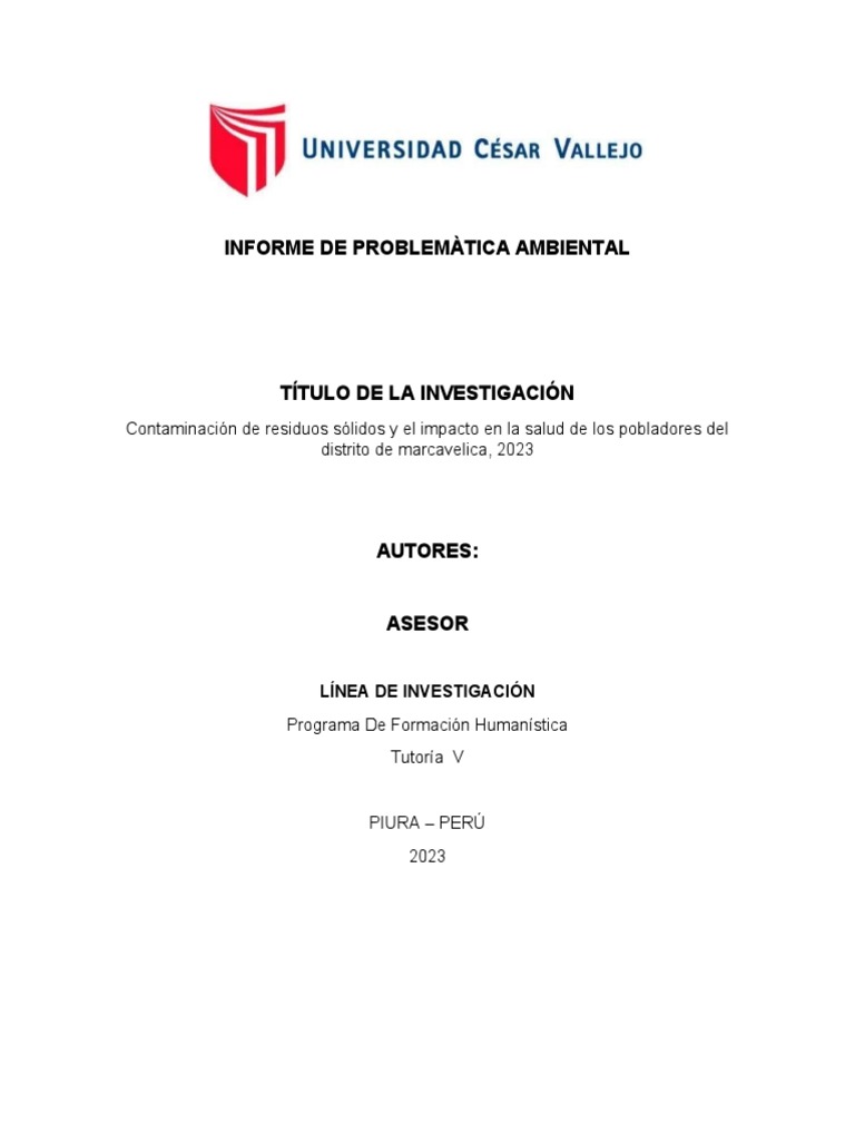 Informe de Problemàtica Ambiental Tutoria) | PDF