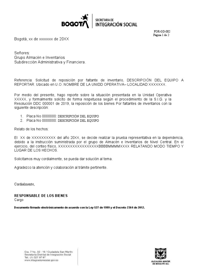 Formato Memorando Reporte Por Faltante de Inventario | PDF