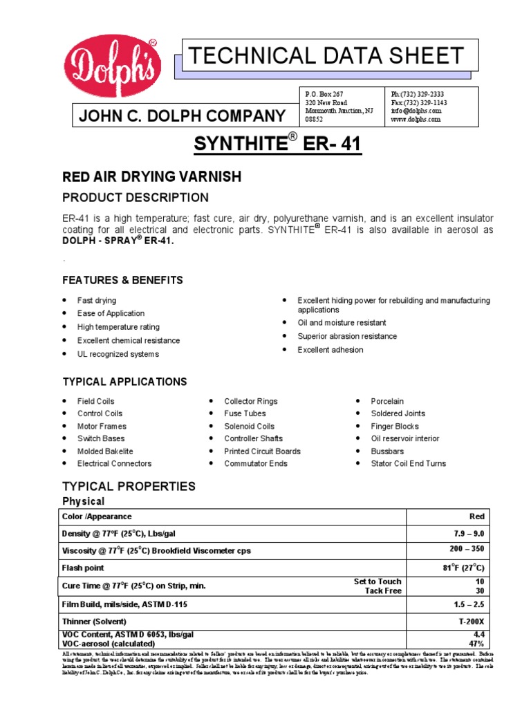 SDS Synthite Er 41 Smalto | PDF