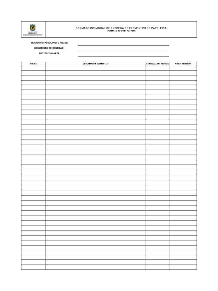 Formato Individual Papeleria | PDF