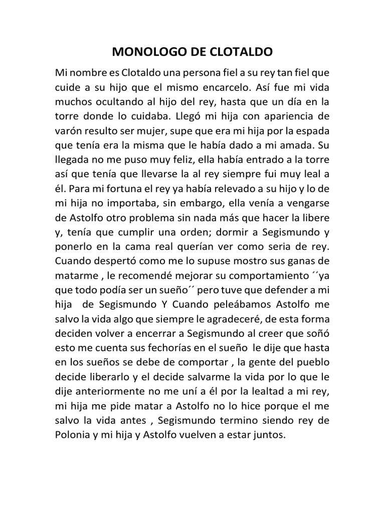 Monologo Clotaldo | PDF