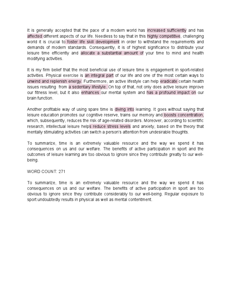 Benefits of Active Leisure Activities | PDF