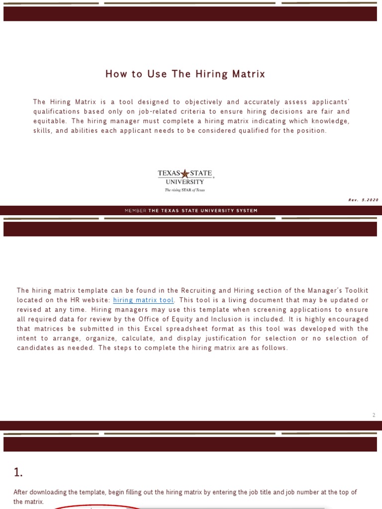 Hiring Matrix Tutorial - 2.2018 PDF | PDF