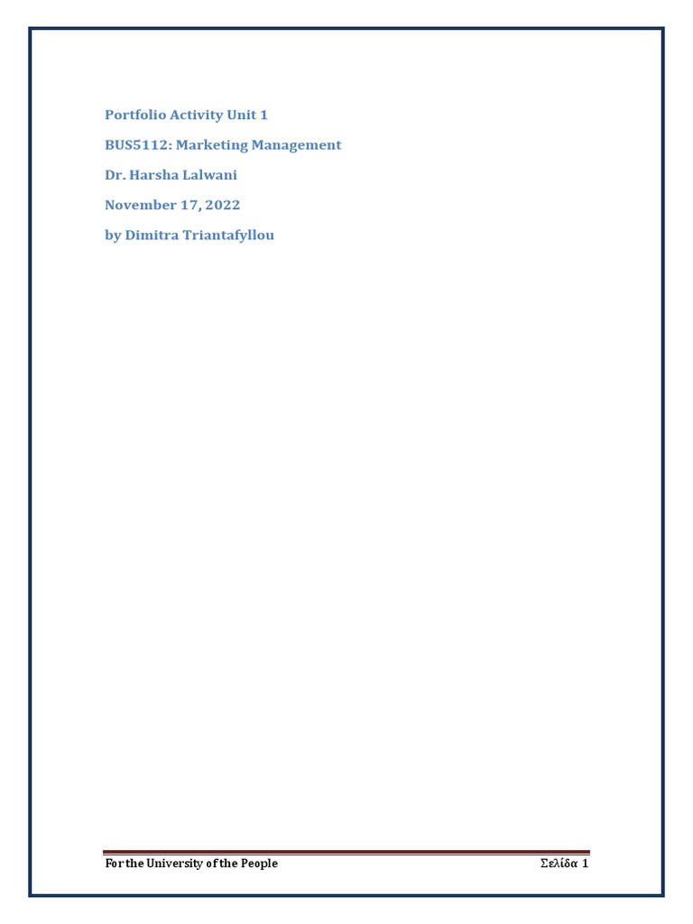 Bus 5112-01 Portfolio Unit 1 PDF | PDF | Business