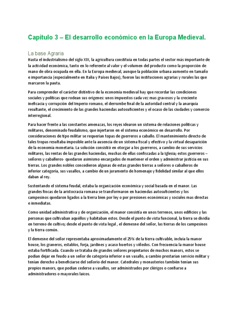 Resumen Cameron - Capitulo 3 | PDF | Agricultura | Feudalismo