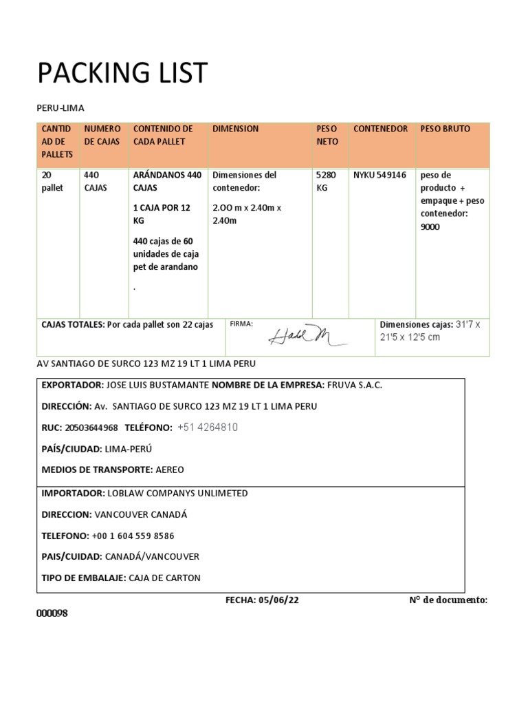 Packing List-1 | PDF