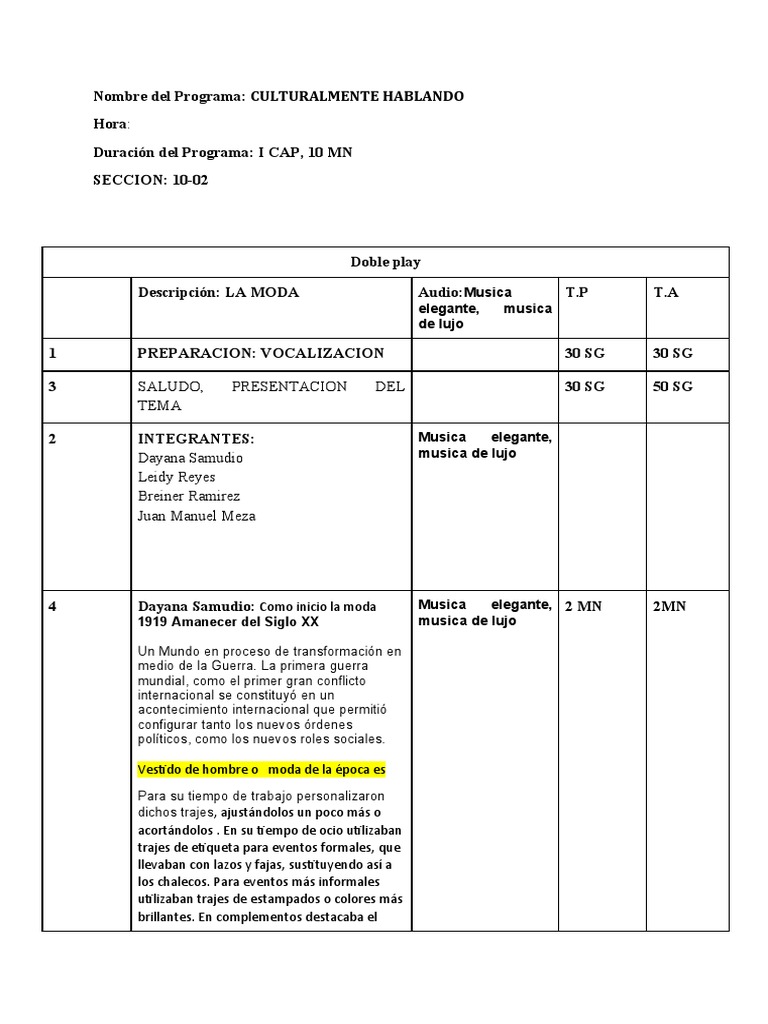 Guion Moda | PDF | Estilo de vida