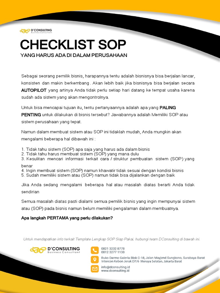 Checklist SOP Tool | PDF