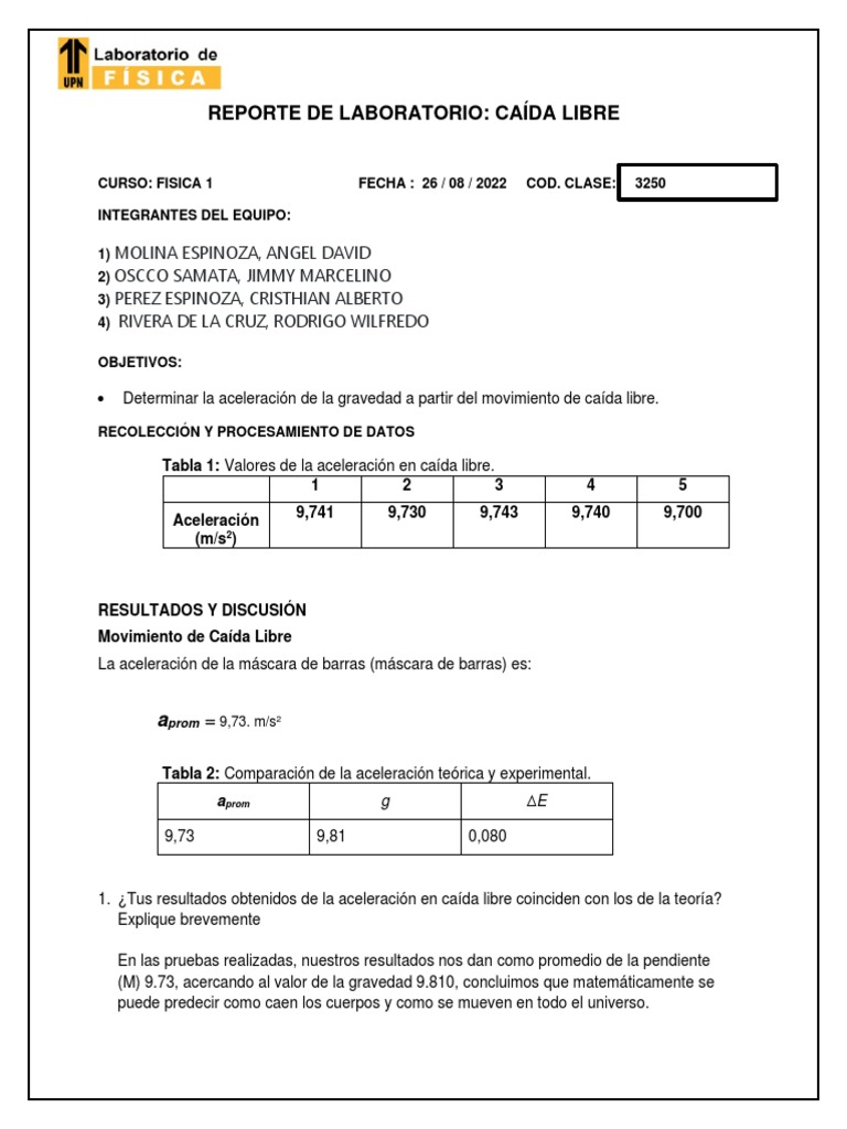 Reporte Lab Fisi1 S02 CL | PDF