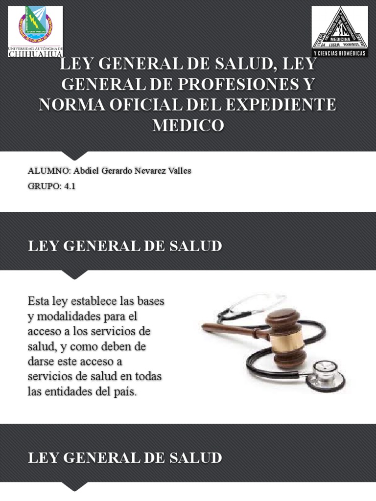 Ley General de Salud, Ley General de Profesiones y Norma Oficial Del Expediente Medico | PDF
