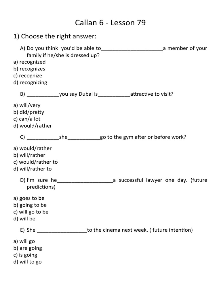 Callan 6 - Lesson 79 | PDF | Career & Growth | Art