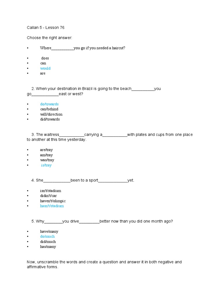 Lesson 76 Callan 5 | PDF