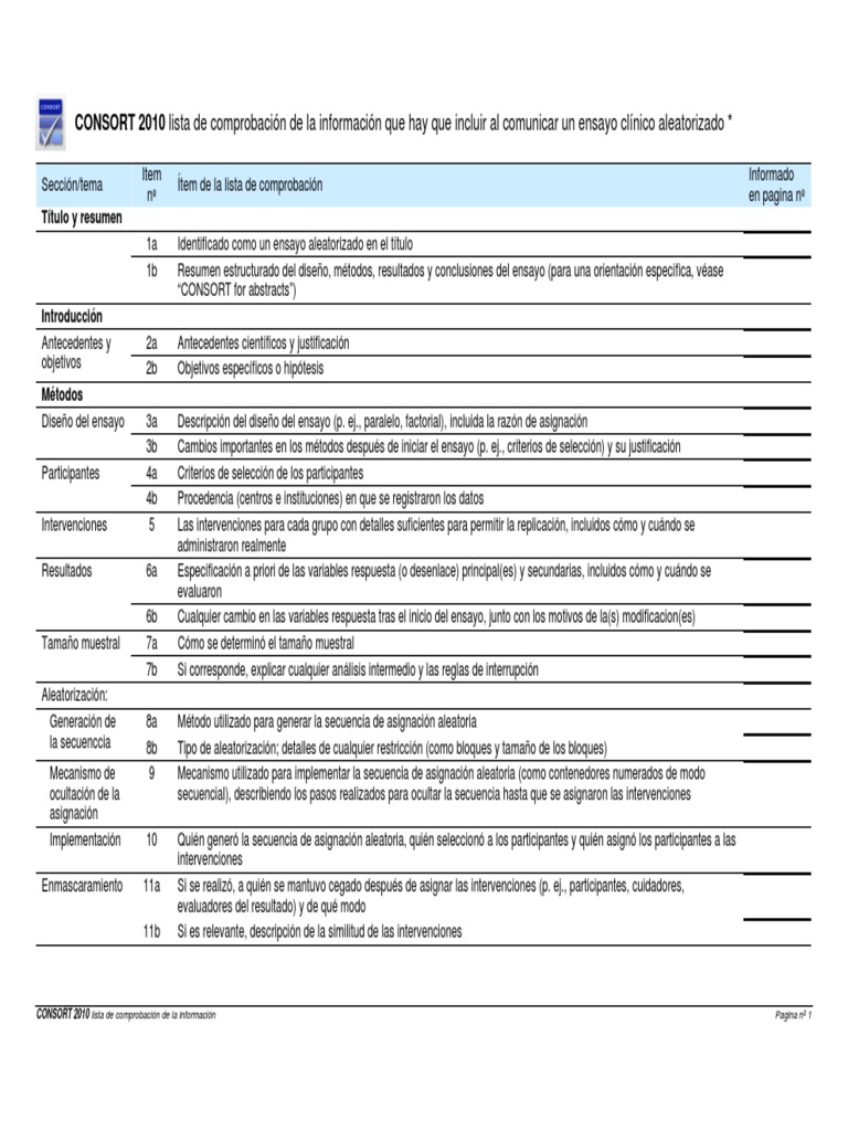 Spanish CONSORT Checklist PDF | PDF | Ensayos | Tamaño del efecto