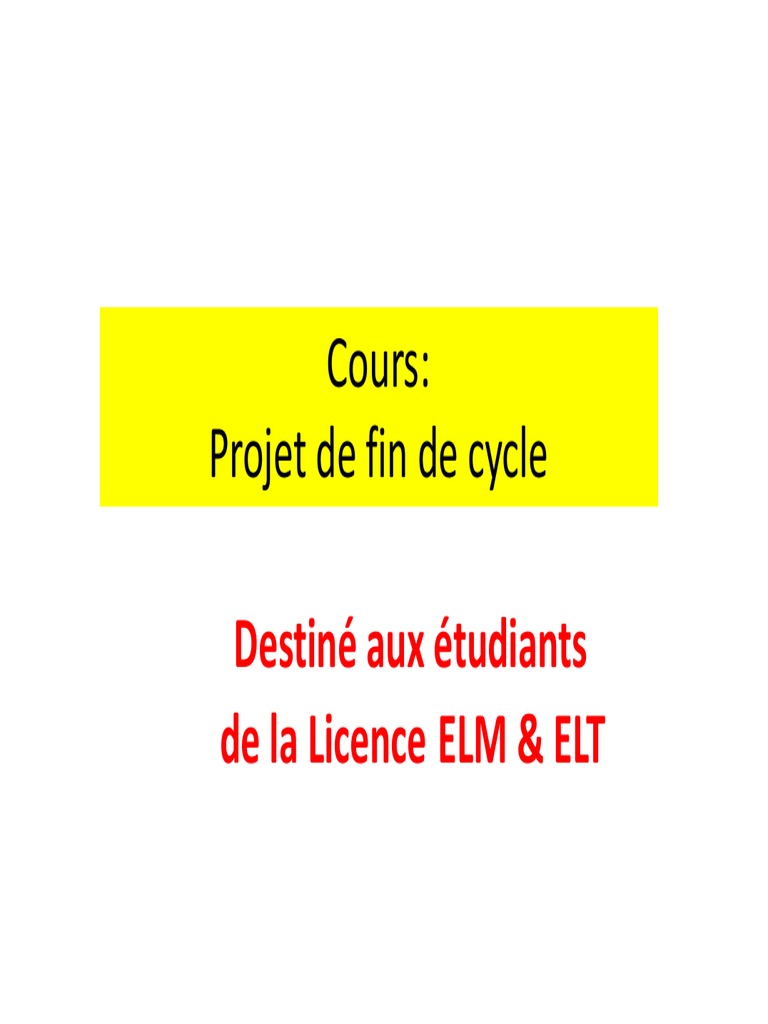 Guide du Projet de Fin de Cycle | PDF | Évolution de carrière | Art