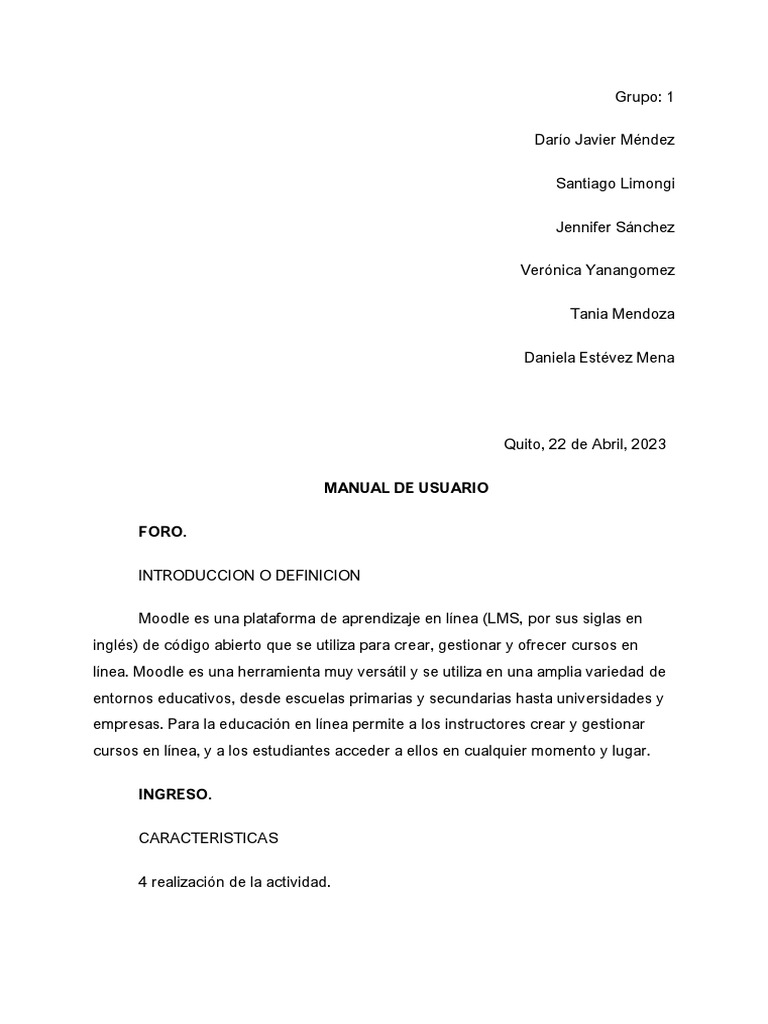 Manual Foro en Moodle PDF | PDF | Moodle | Foro de Internet