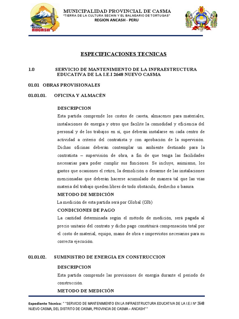 Especificaciones Tecnicas | PDF