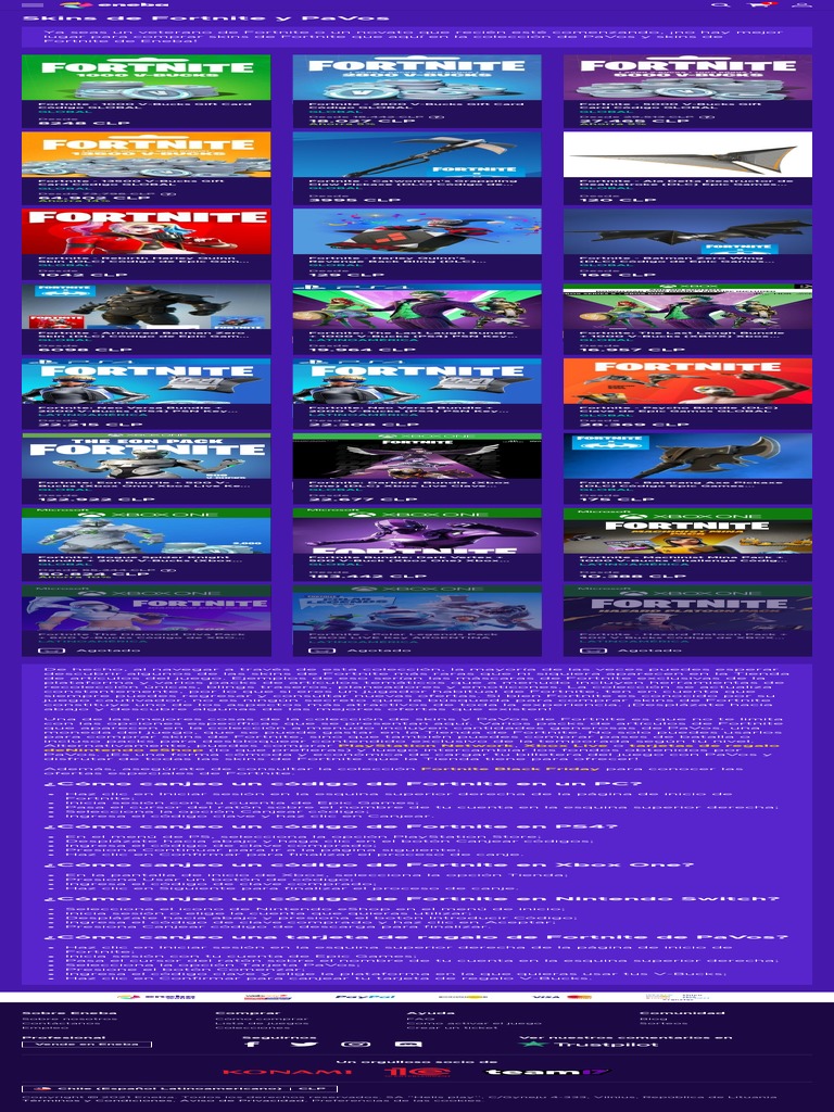 Compra Skins de Fortnite y PaVos Colección Fortnite ENEBA PDF | PDF