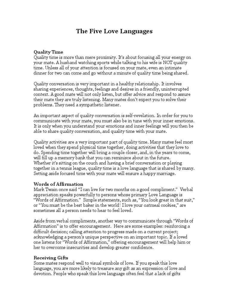 The Five Love Languages | PDF