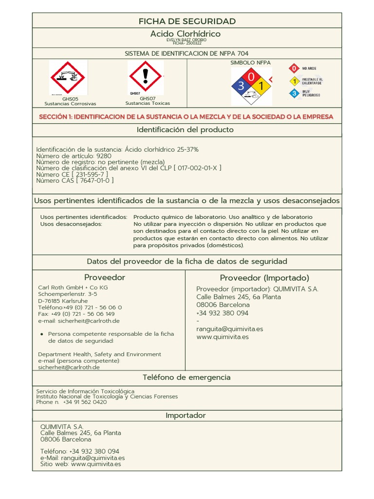 Ficha de seguridad.pdf | PDF | Quemar | Materiales