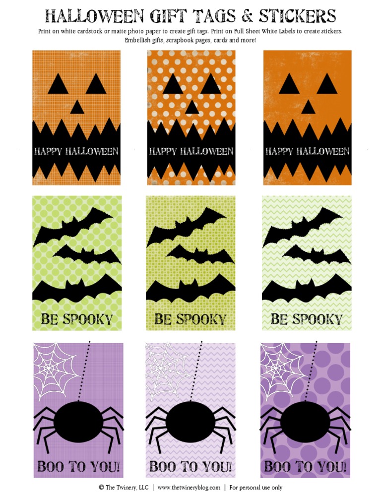 Halloween Gift Tags & Stickers | PDF