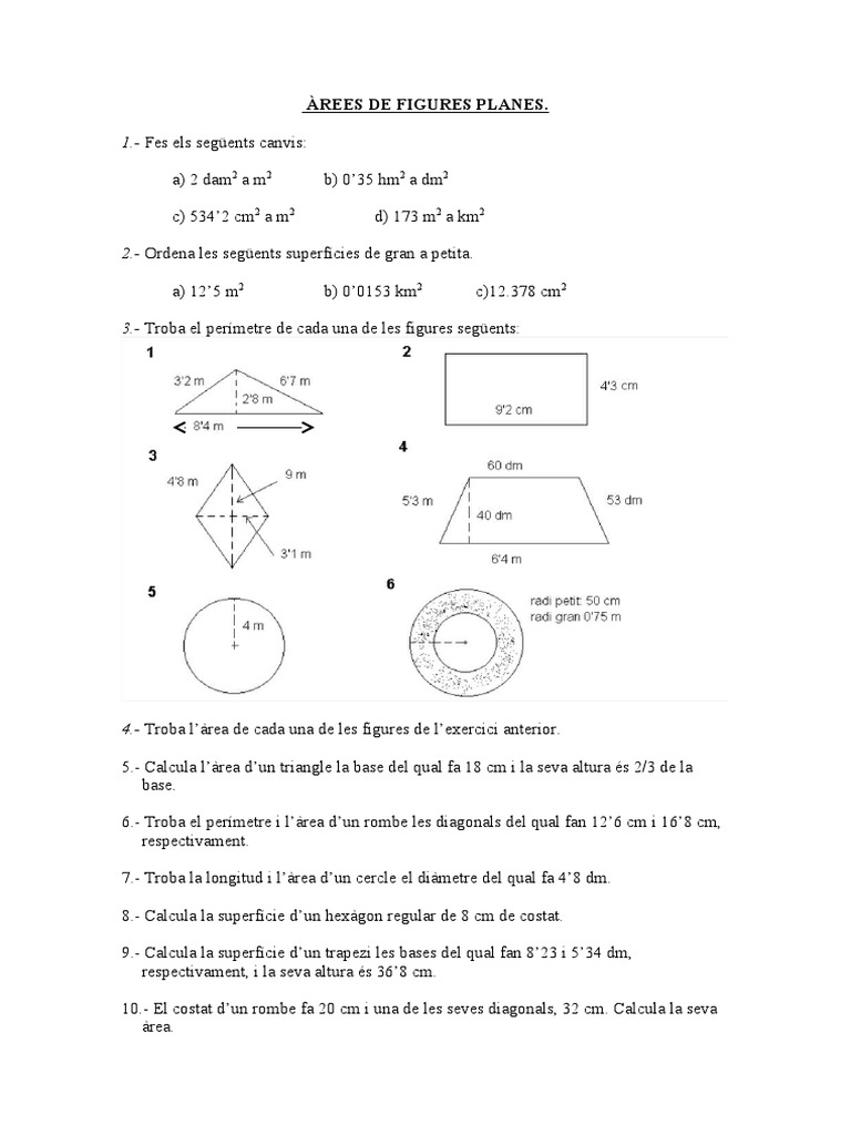 Exercicis Arees Planes 1 | PDF