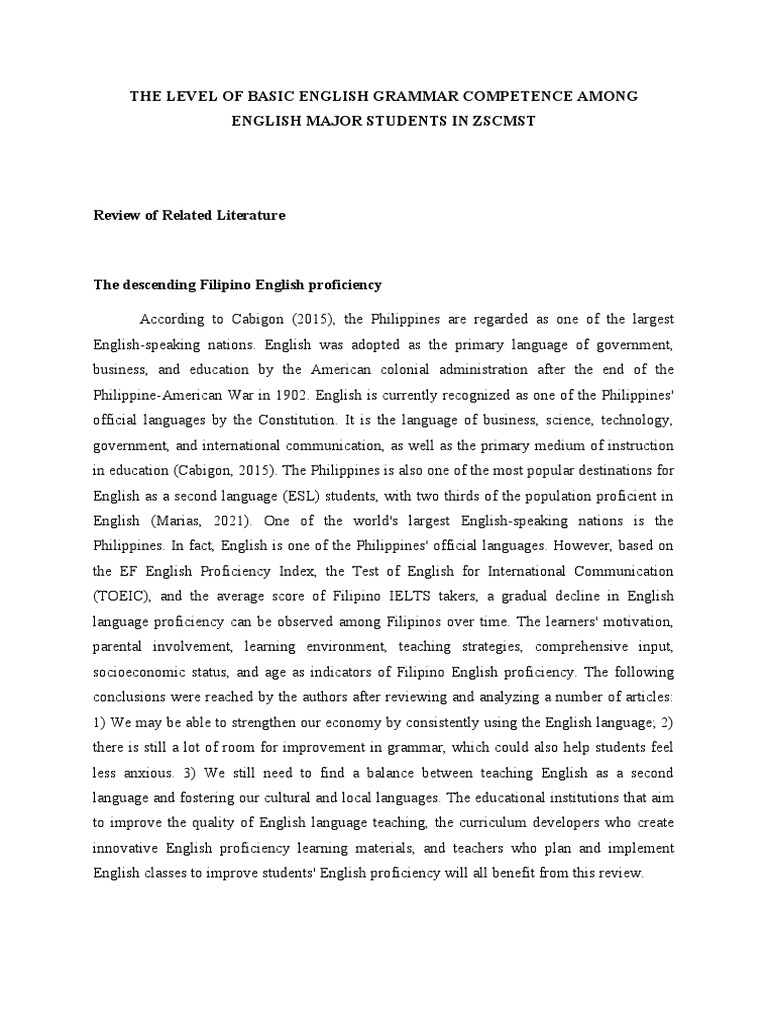 Review-of-Related-Literature 1.1 | PDF | English As A Second Or Foreign ...