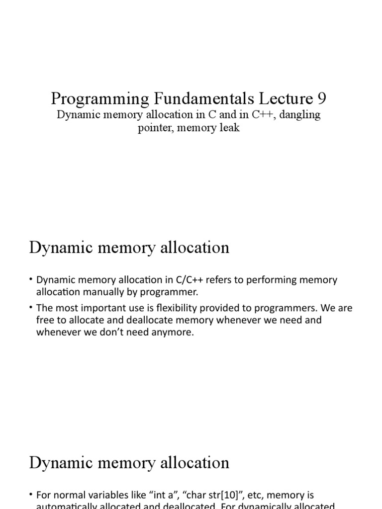 PF UE LEC 7 Pointers Programming Fundamentals, Ma'am Uzma | PDF PF UE LEC 7 Pointers Programming Fundamentals, Ma'am Uzma | PDF