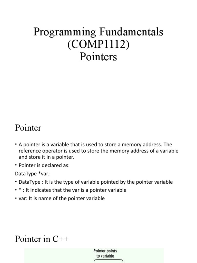 Pf Ue Lec 7 Pointers Programming Fundamentals Maam Uzma Pdf Pointer Computer Programming 